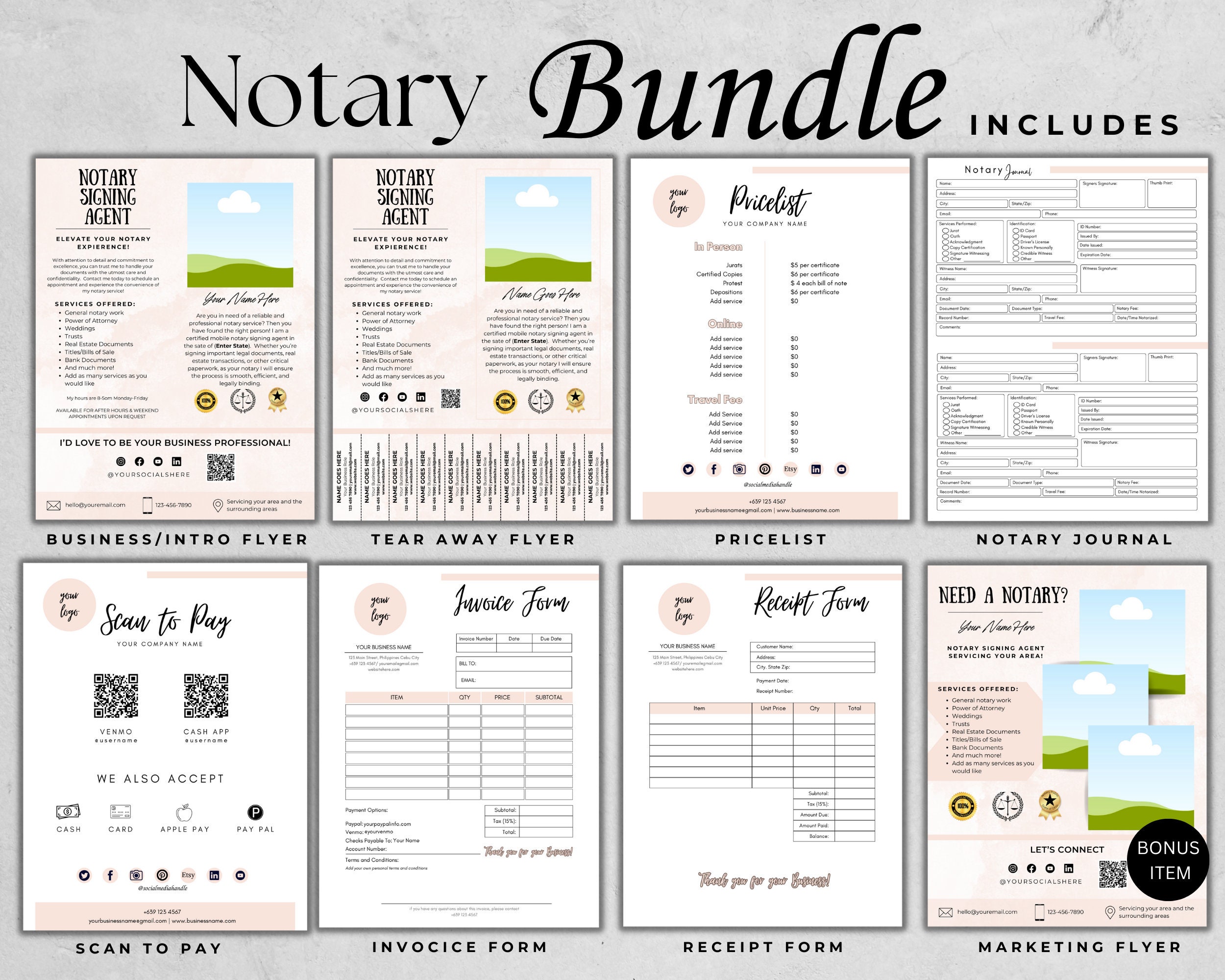 Notary Bundle | Notary Signing Agent | Notary Journal | Public Notary ...