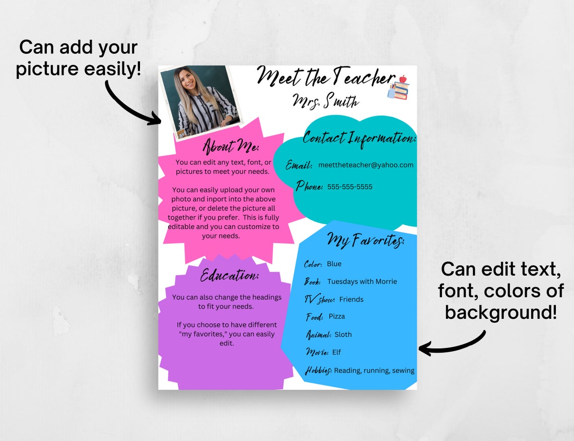 Editable Meet the Teacher Template, Canva Template, All About Me ...