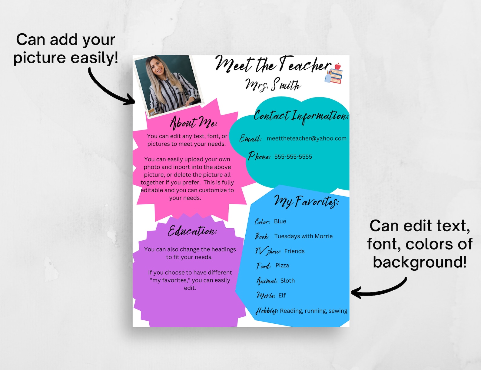 Editable Meet the Teacher Template, Canva Template, All About Me ...
