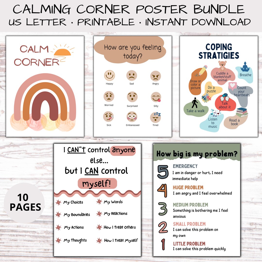Printable Calm Corner Poster, Educational Posters, Counseling Posters ...