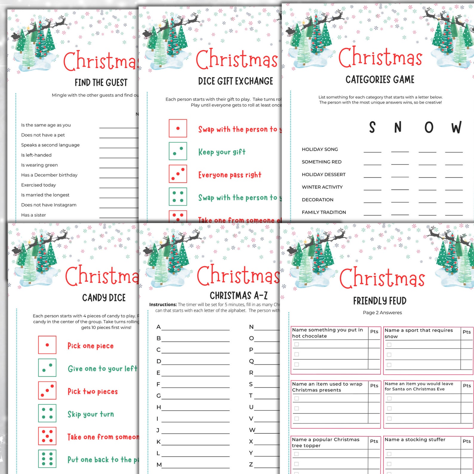 Christmas Games Bundle | Holiday Party Games Bundle | Instant Download ...