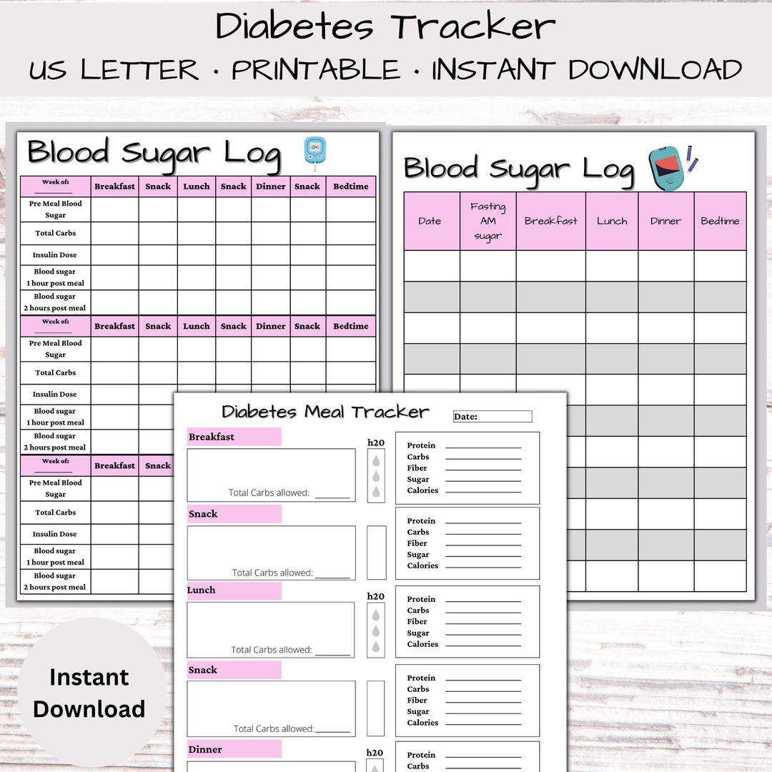 Diabetes Tracker, Blood Sugar Tracker, Diabetic Diet, Carb Count - Etsy