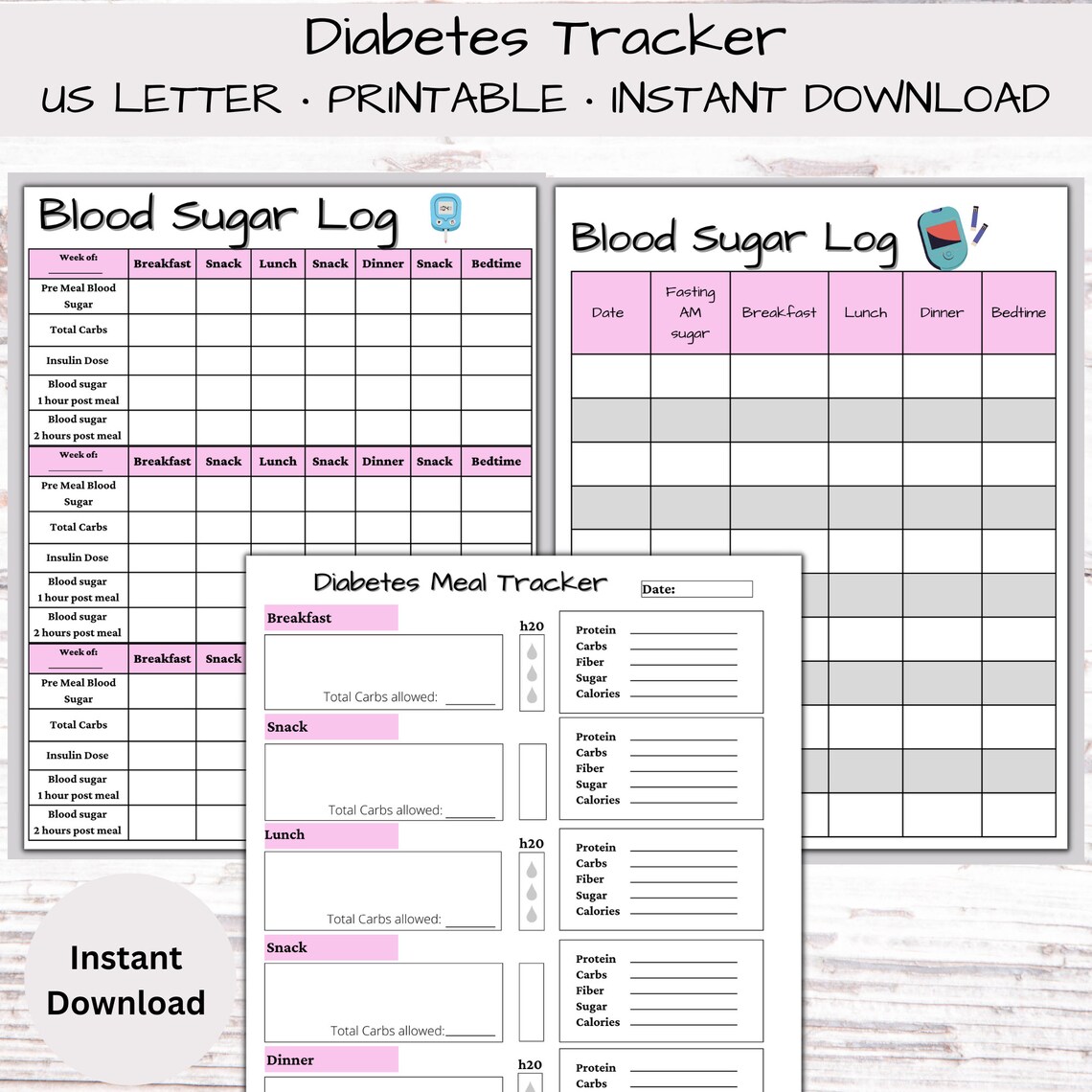 Diabetes Tracker, Blood Sugar Tracker, Diabetic Diet, Carb Count - Etsy