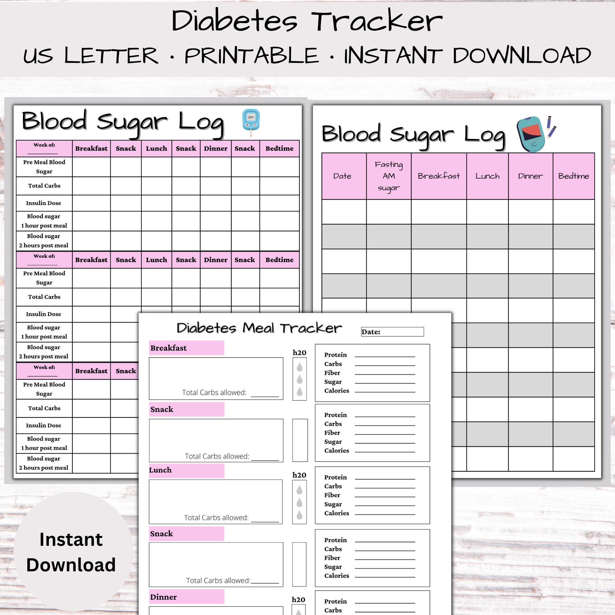 Diabetes Tracker, Blood Sugar Tracker, Diabetic Diet, Carb Count - Etsy