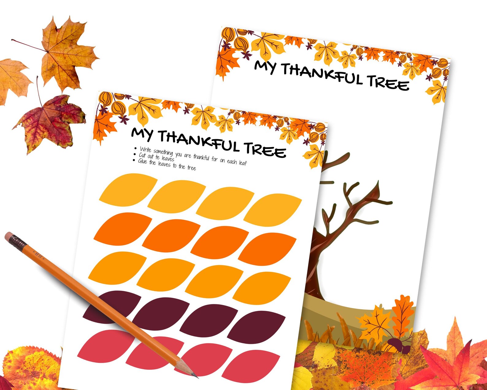Thankful Tree Cut and Paste Instant Download Thanksgiving Craft Kids ...