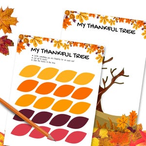 Thankful Tree Cut and Paste Instant Download Thanksgiving Craft Kids ...
