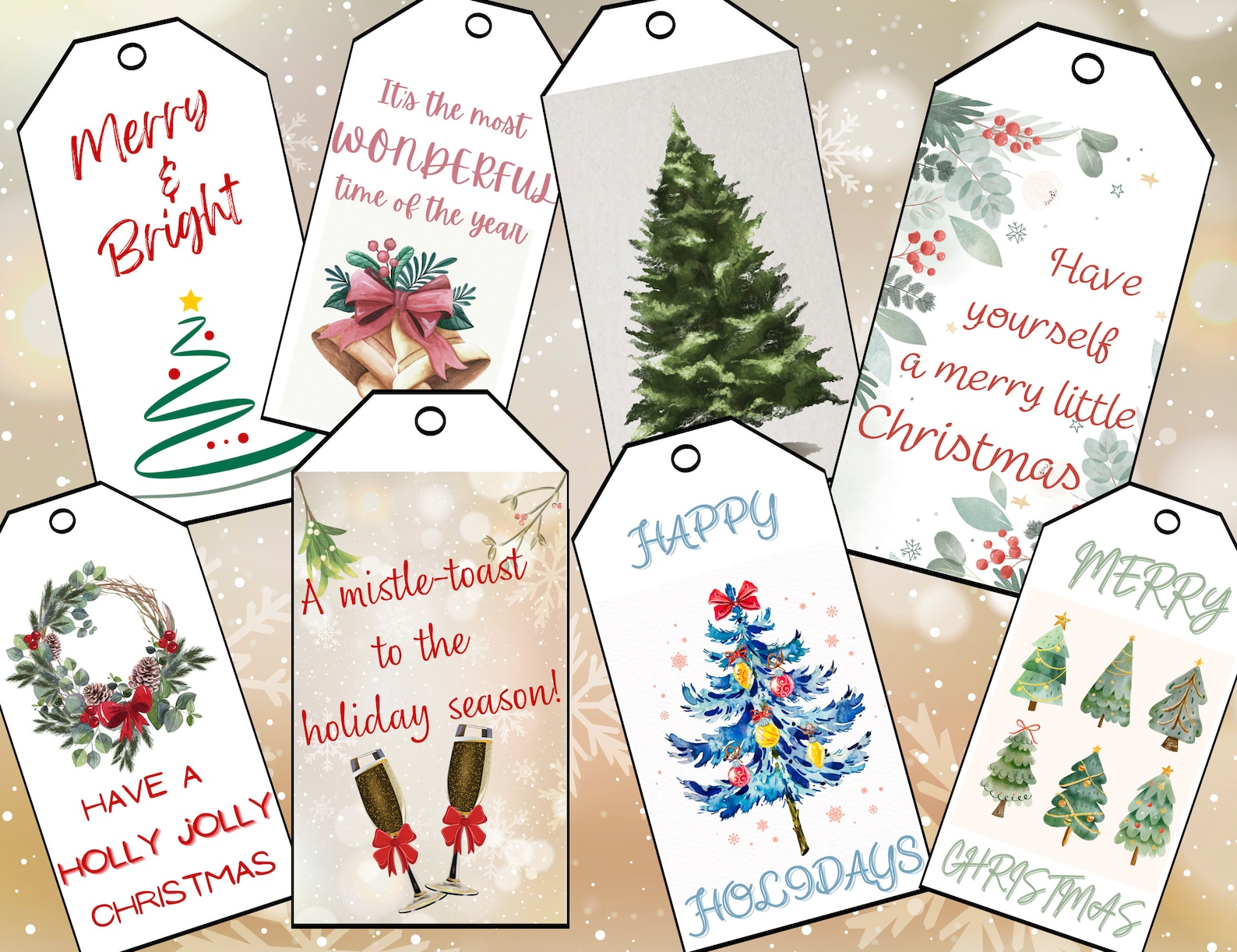 Christmas Printable Gift Tags; Blank Gift Tag; Merry and Bright ...