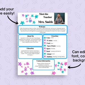 Editable Meet the Teacher Template, Canva Template, All About Me ...