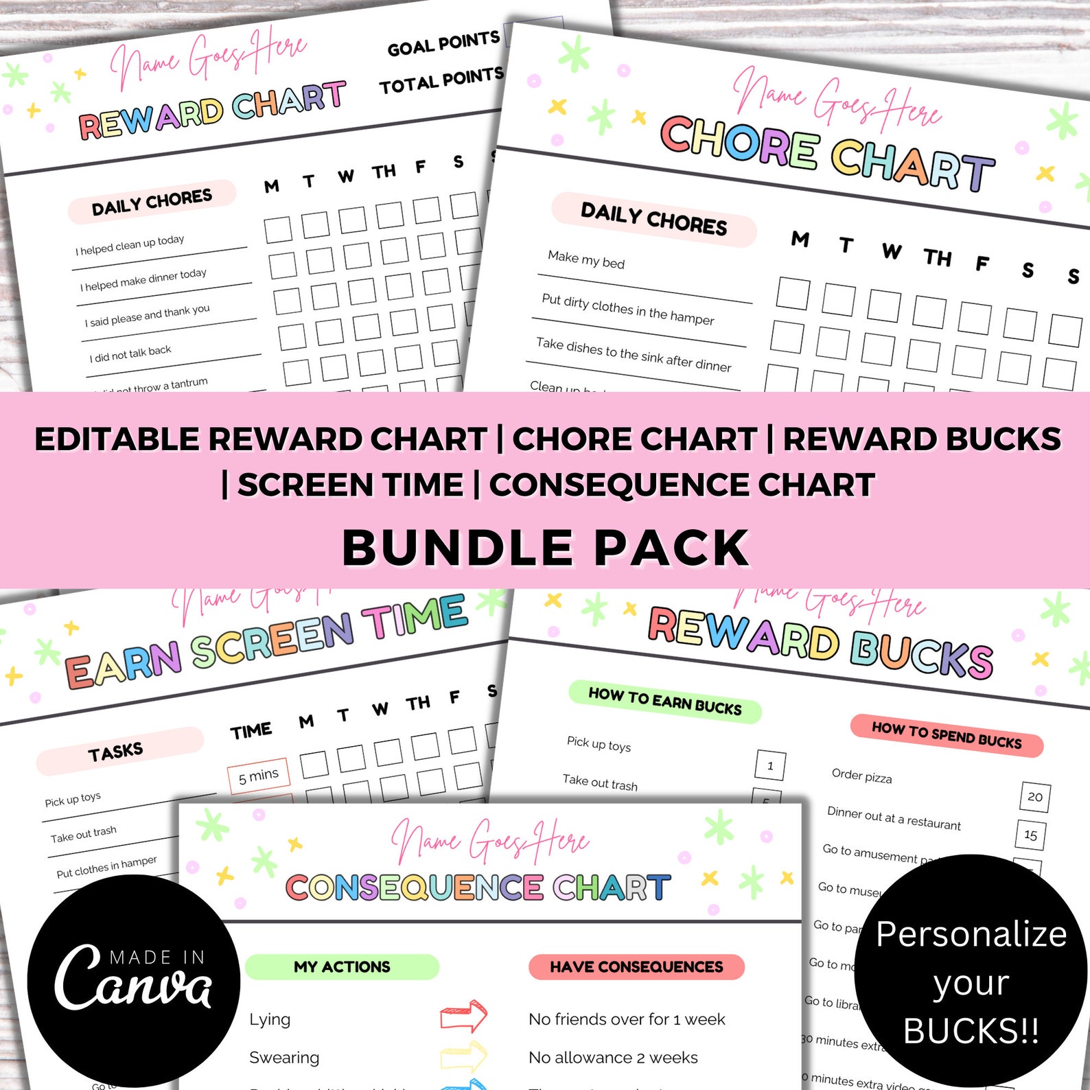Editable Mom Bucks Printable | Good Behavior Bucks | Chore Chart | Kids ...