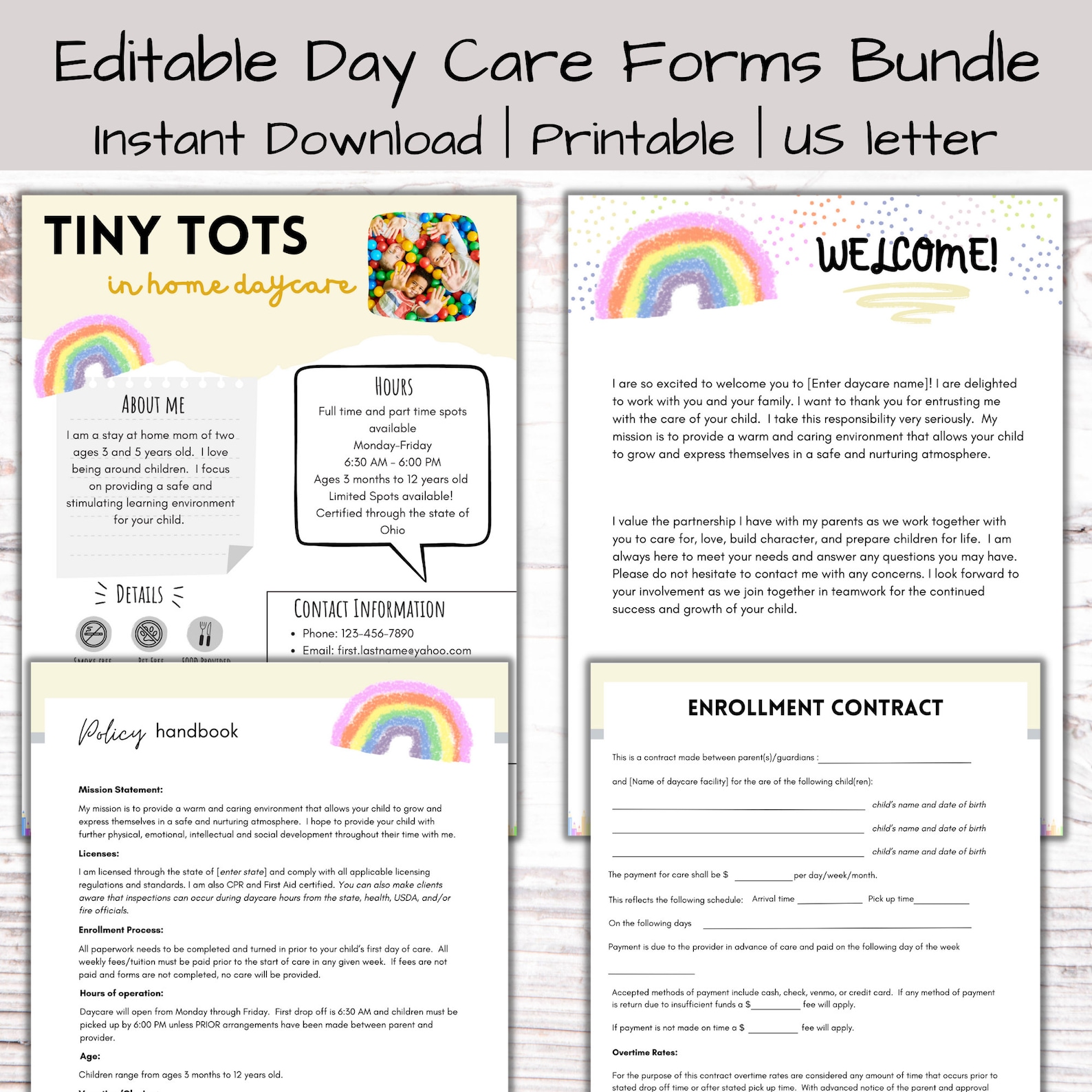 Editable Daycare Forms Bundle, Home Daycare Starter Kit, Childcare ...