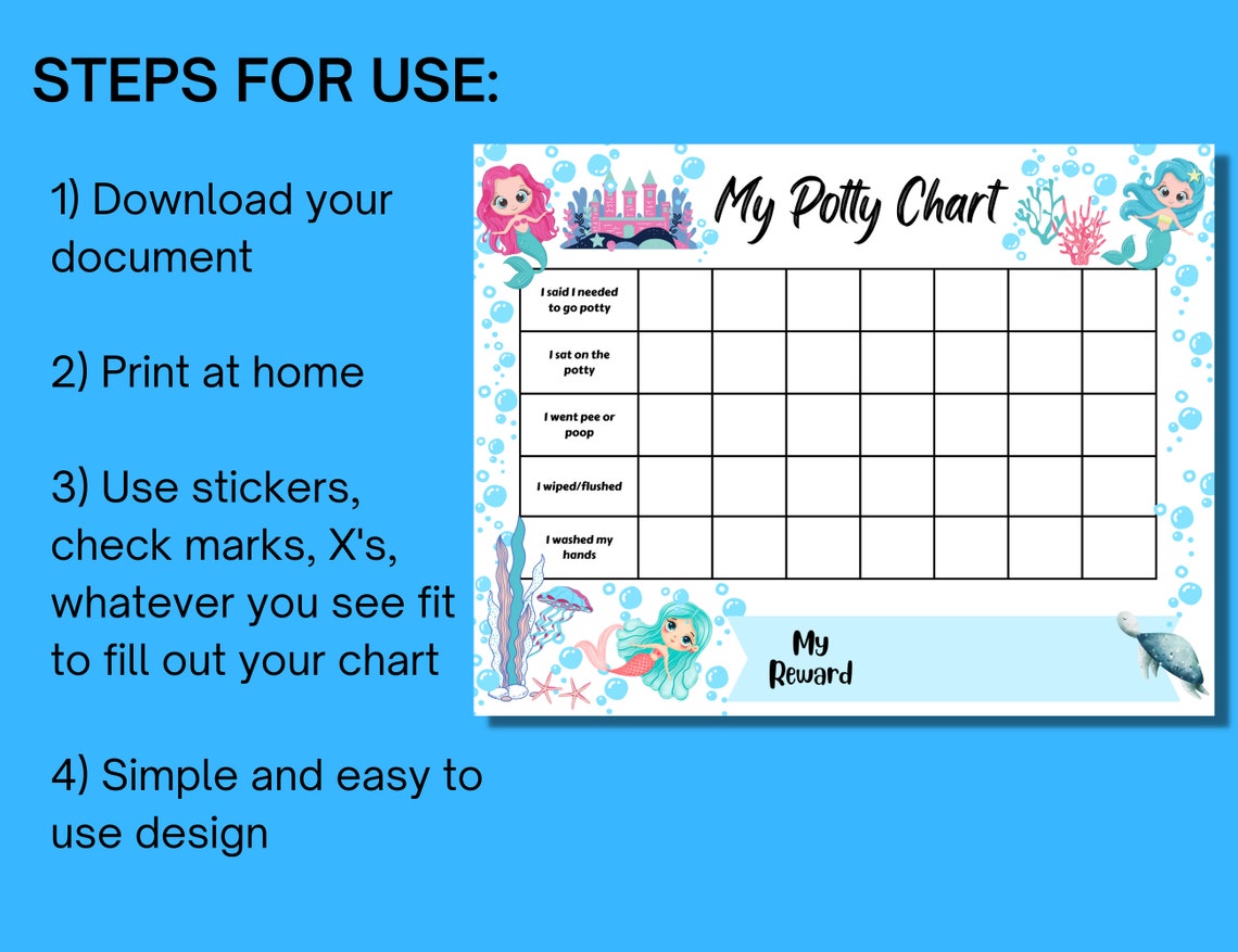 Potty Training Chart Mermaid Potty Chart Girls Potty Chart - Etsy