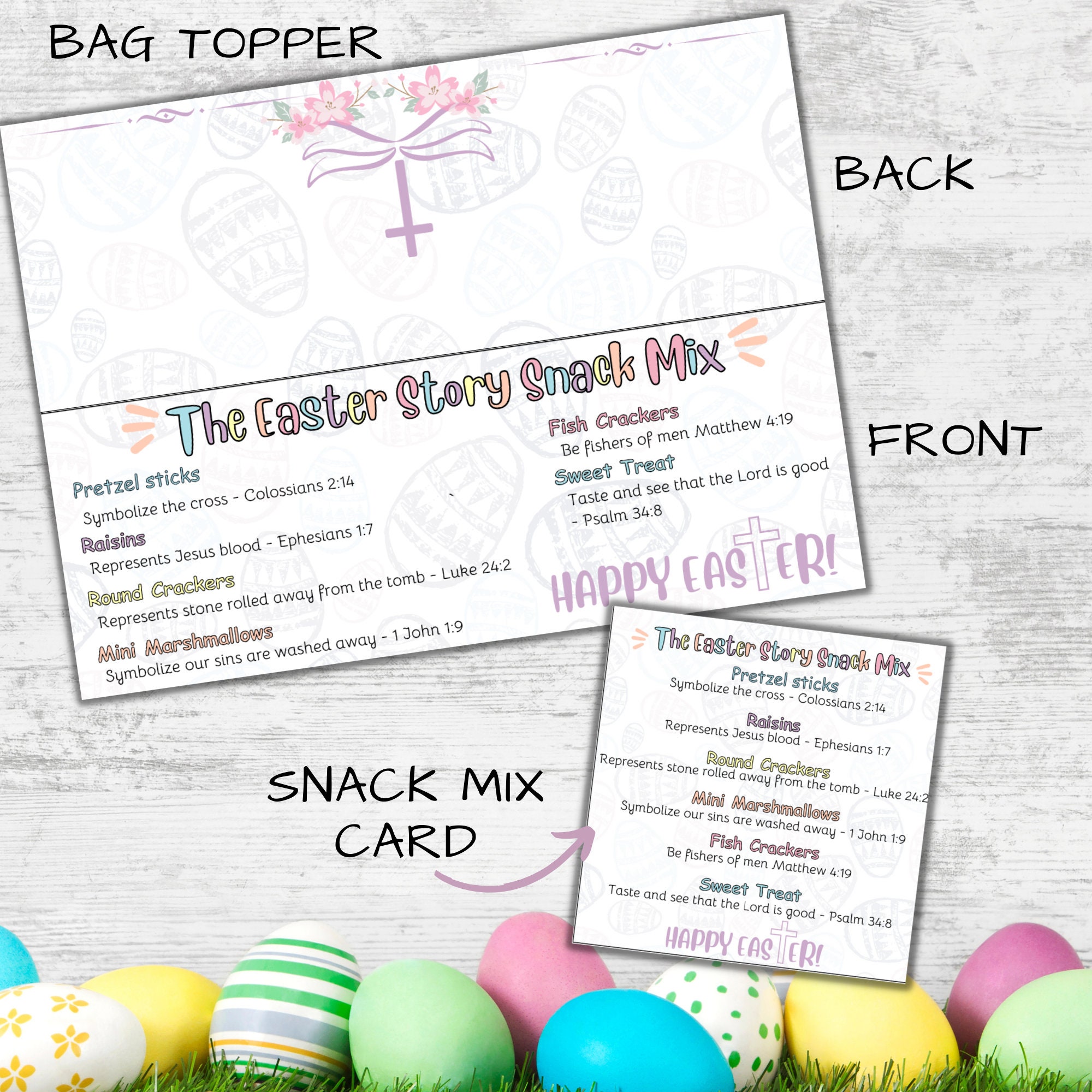 The Easter Story Snack Mix Printable Tag and Bag Topper | Easter Snack ...