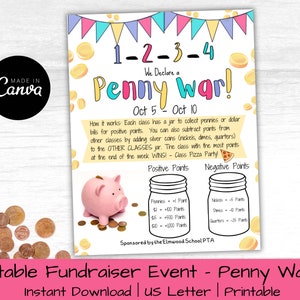 Editable Penny War Fundraiser Flyer | School Fundraiser Flyer | Pto Pta ...
