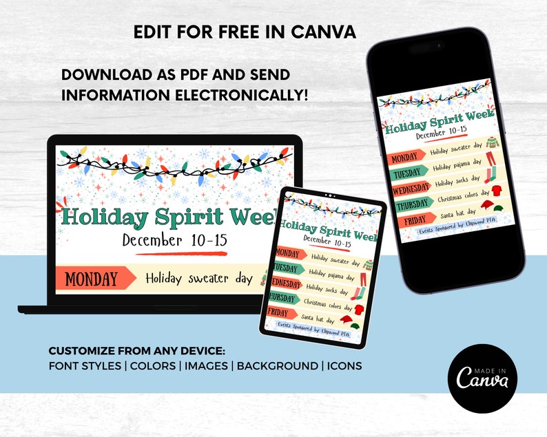 School Spirit Schedule | Spirit Week Schedule | School Pto Pta ...