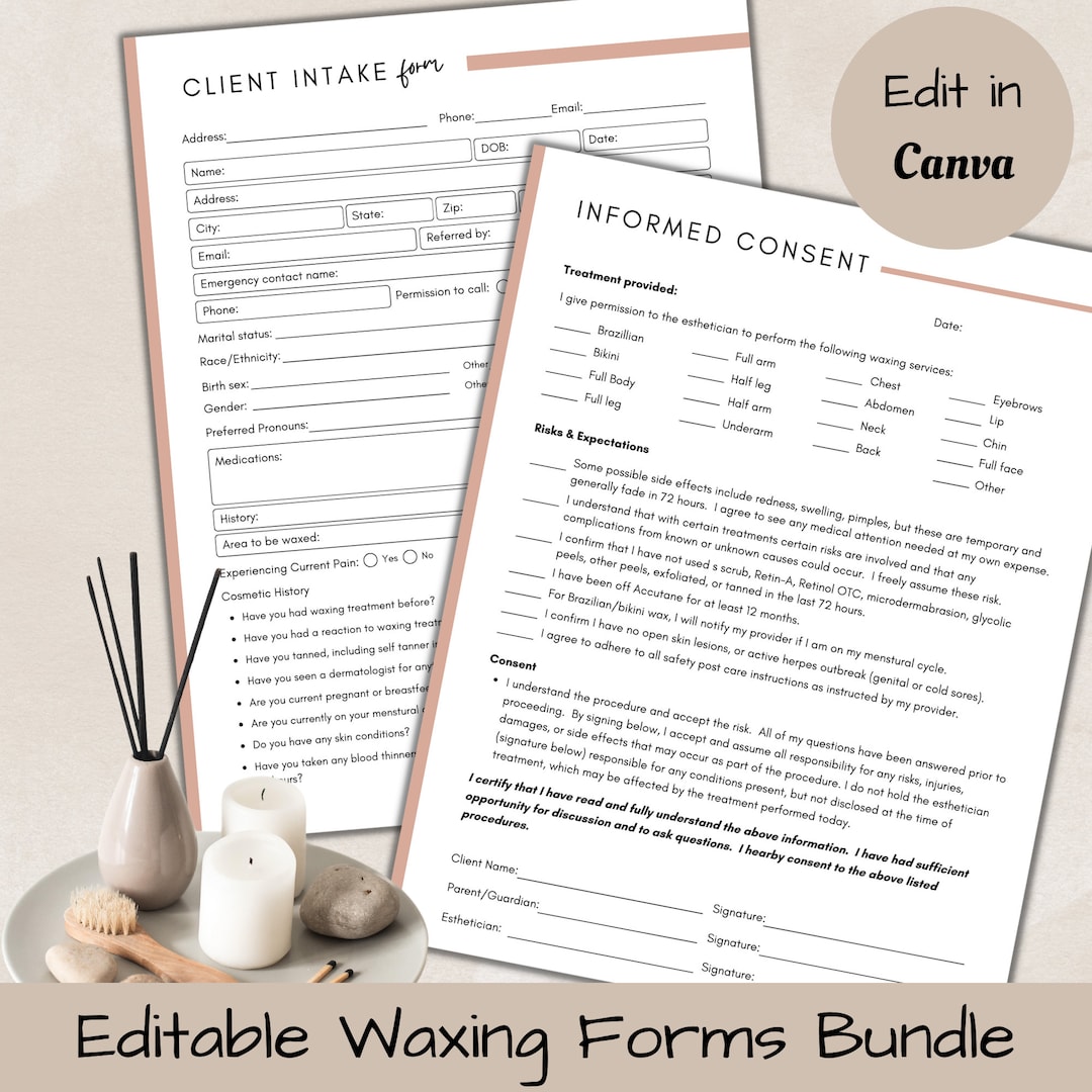 Esthetician Forms | Waxing Consultation | Eyebrow Wax and Tint | Consultation Form | Spa Forms ...