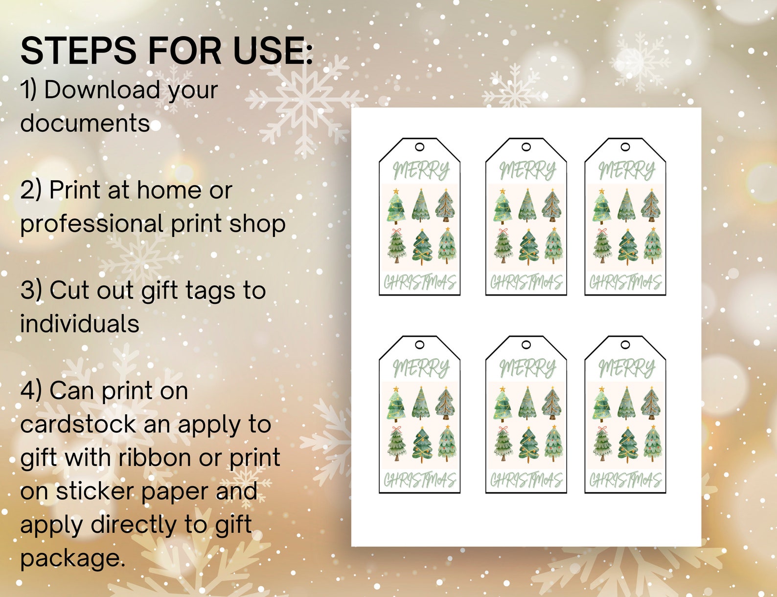 Christmas Printable Gift Tags; Blank Gift Tag; Merry and Bright ...