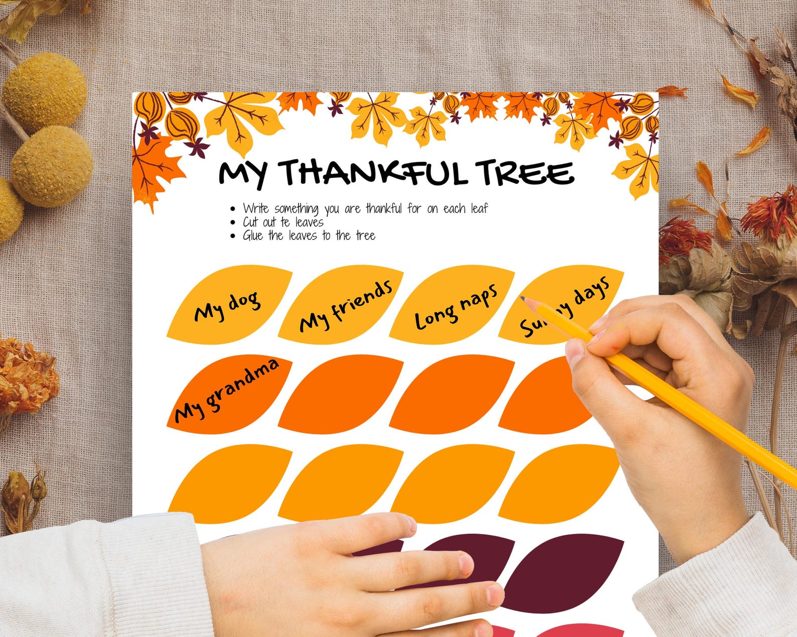 Thankful Tree Cut and Paste Instant Download Thanksgiving Craft Kids ...