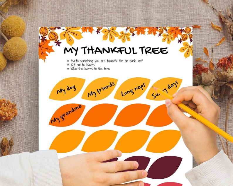 Thankful Tree Cut and Paste Instant Download Thanksgiving Craft Kids ...