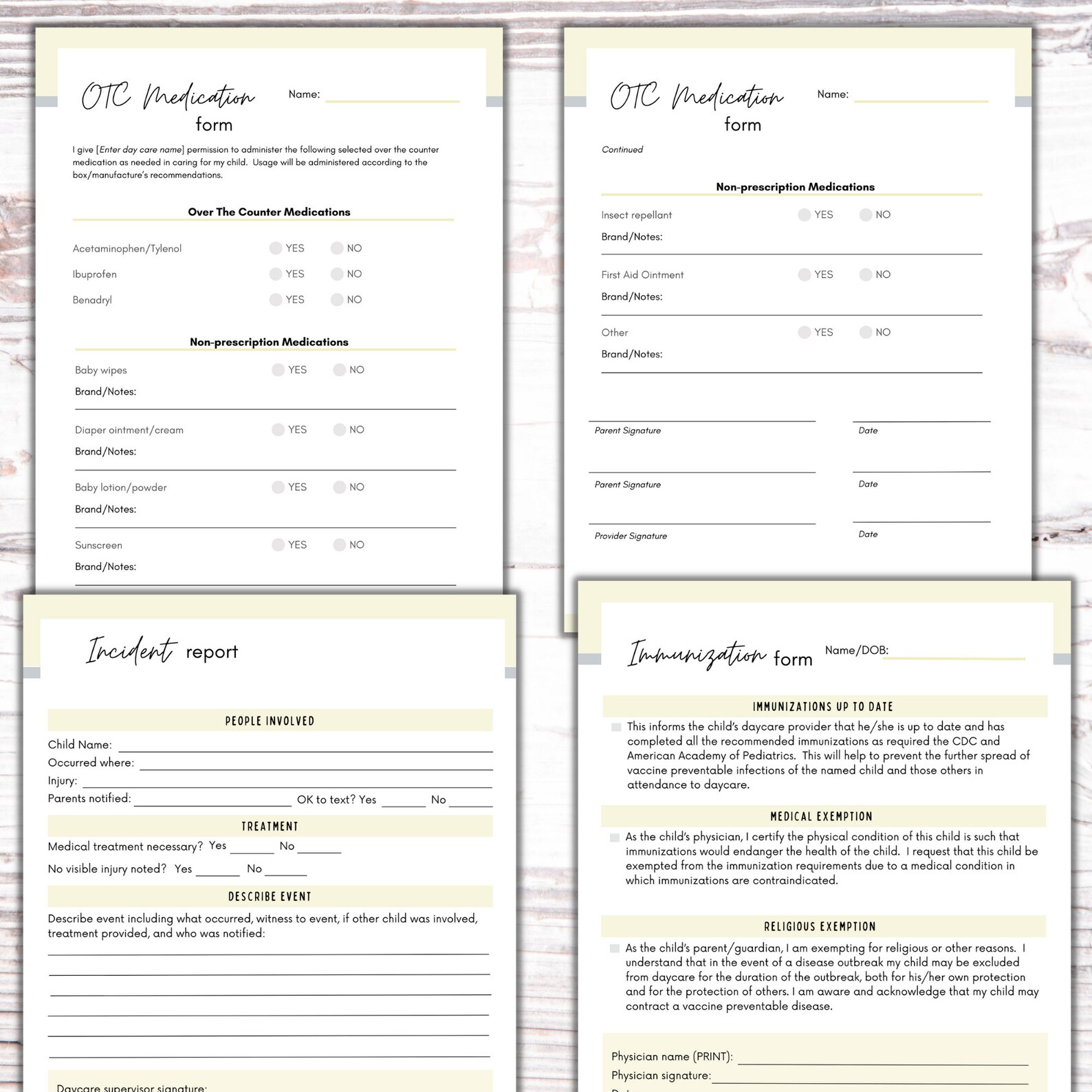 Editable Daycare Forms Bundle, Home Daycare Starter Kit, Childcare ...