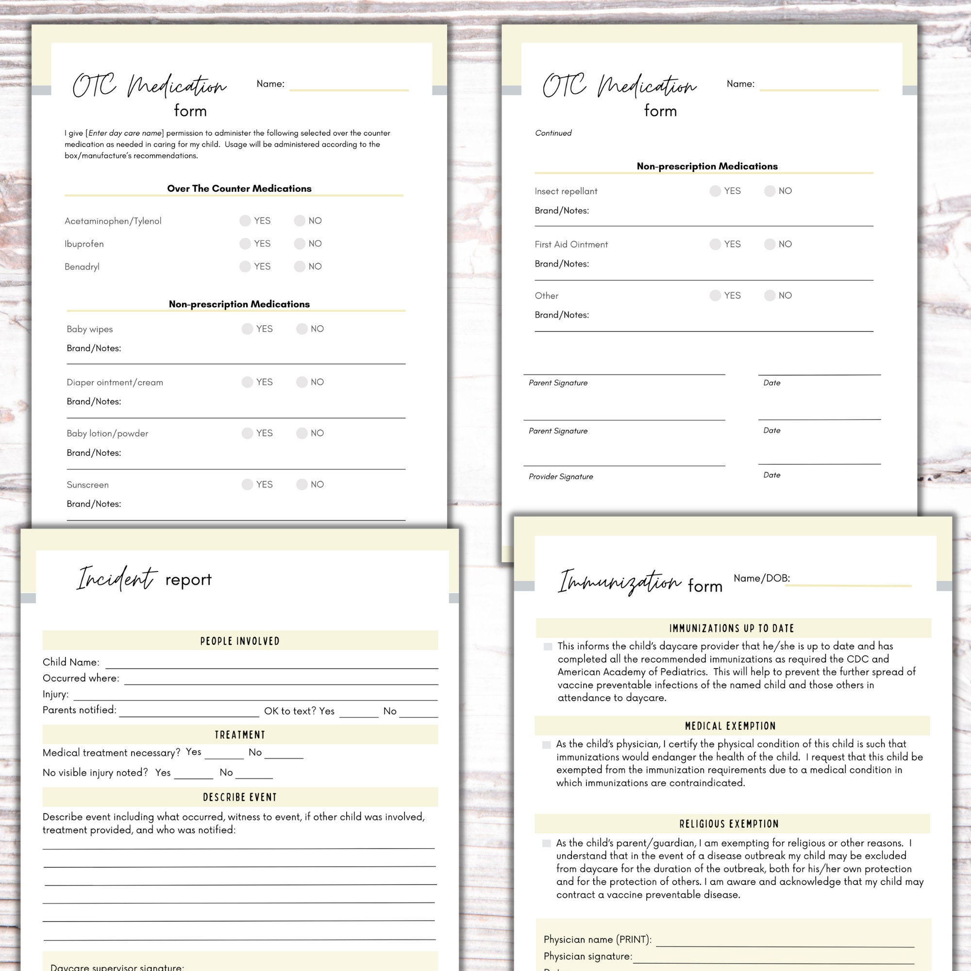 Editable Daycare Forms Bundle, Home Daycare Starter Kit, Childcare ...
