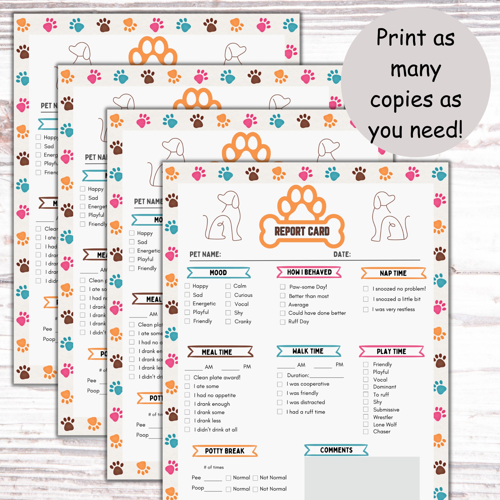 Editable Dog Report Card, Dog Boarding Report Card, Dog Daycare Report ...