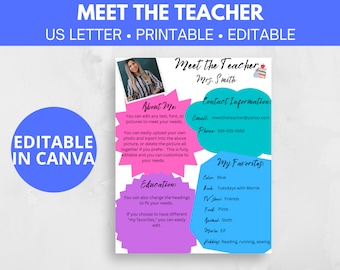 Meet the Teacher Editable Template | Back to School Printable | INSTANT ...