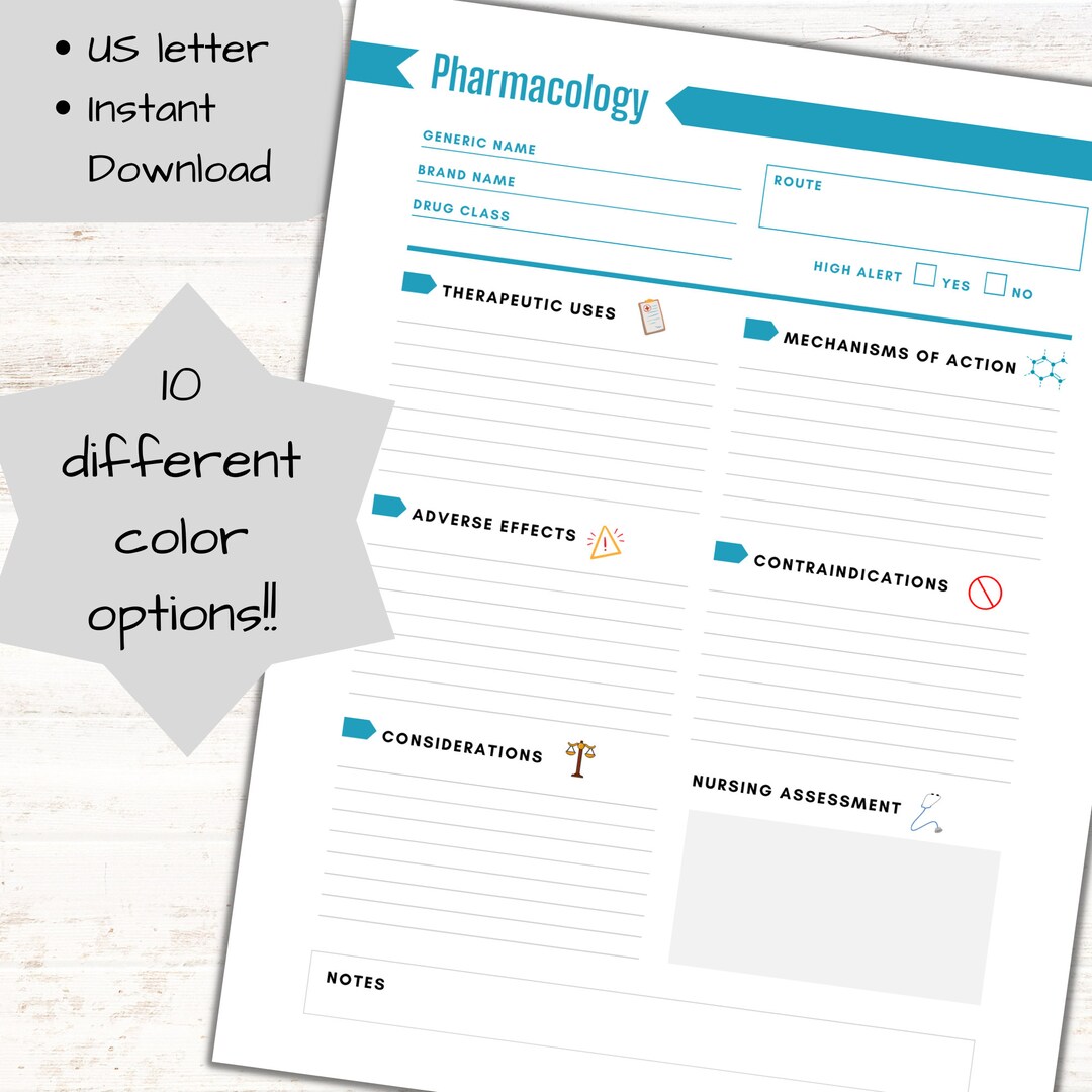 Nursing Notes Study Guide Medication Study Pharmacology for Nursing ...