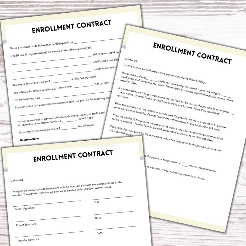 Editable Daycare Contract, Home Daycare Forms, Nanny Contract, Daycare ...