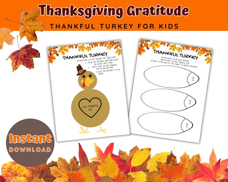 Thankful Turkey Printable | I Am Thankful for Kids Activity | Thankful ...