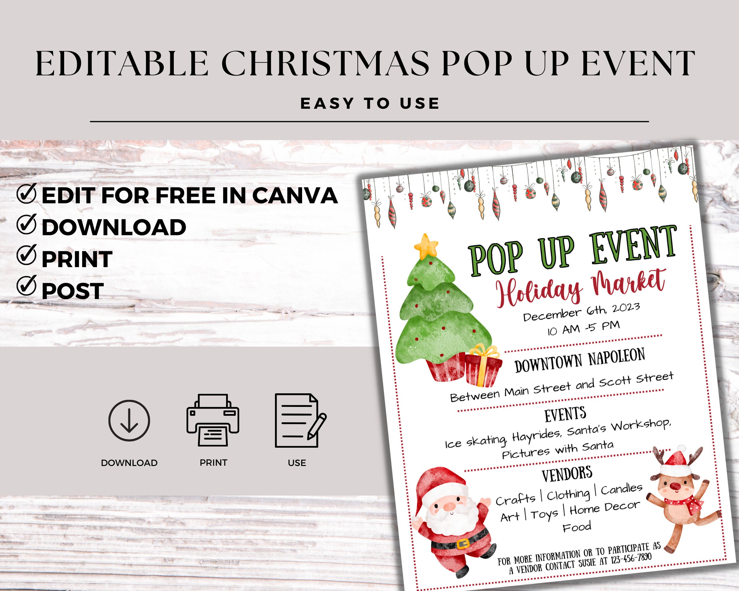 Editable Pop up Shop Flyer, Holiday Sip and Shop, Holiday Market Flyer ...