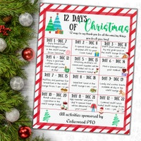 12 Days of Christmas Dress up Days, Christmas School Spirit Days ...
