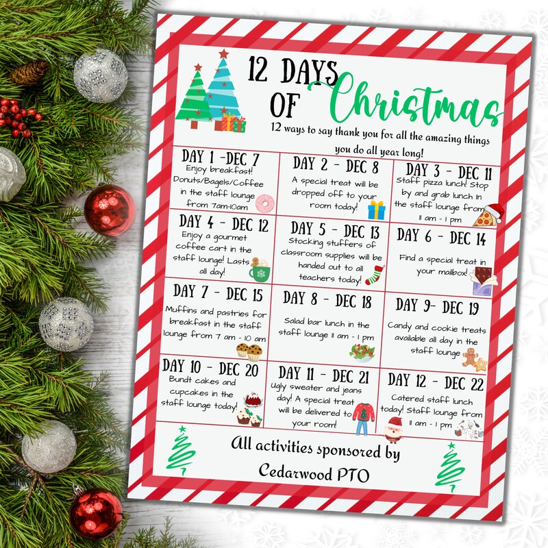 12 Days of Christmas for Teachers - Etsy