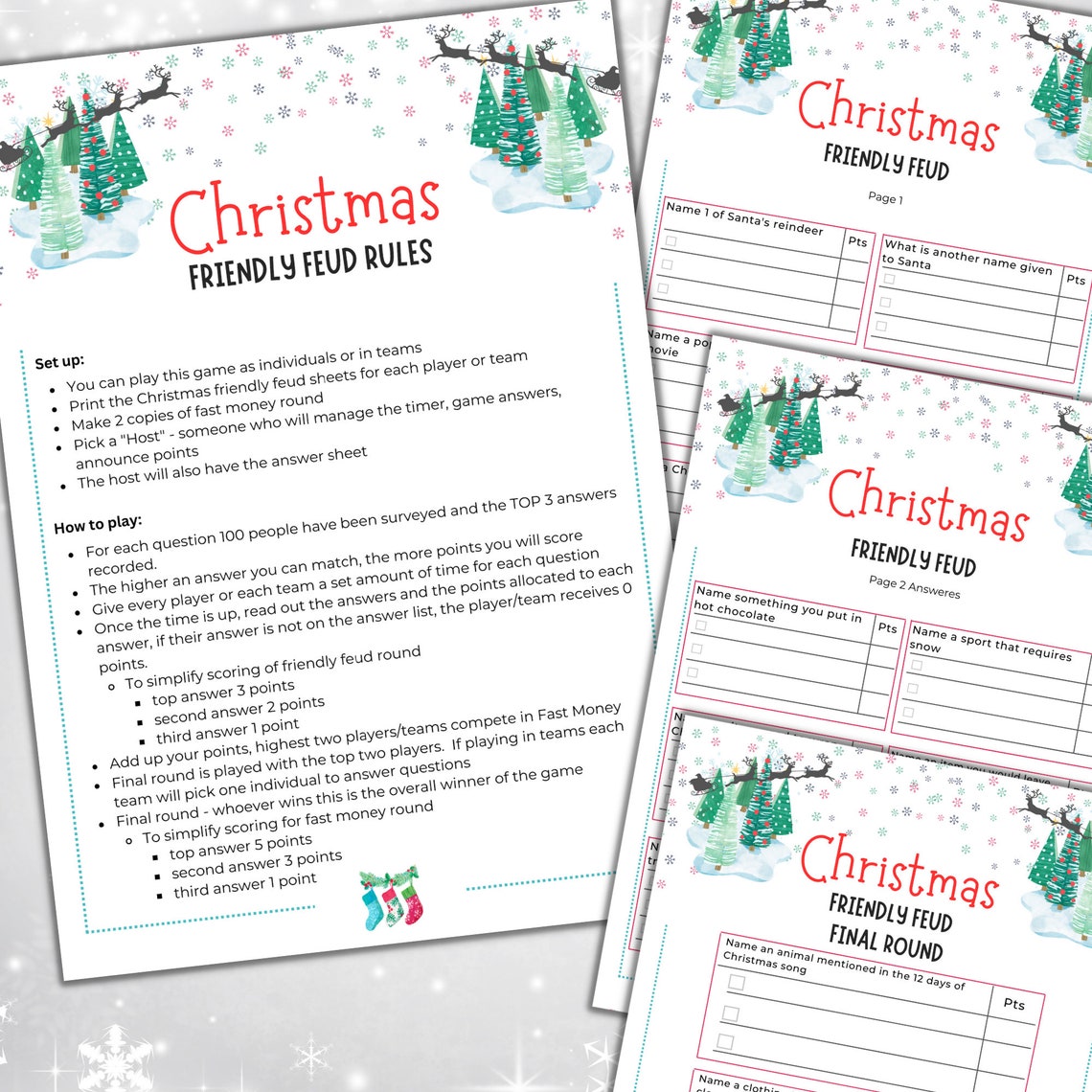 Printable Christmas Feud, Friendly Feud, 5x7, Holiday Group Game ...