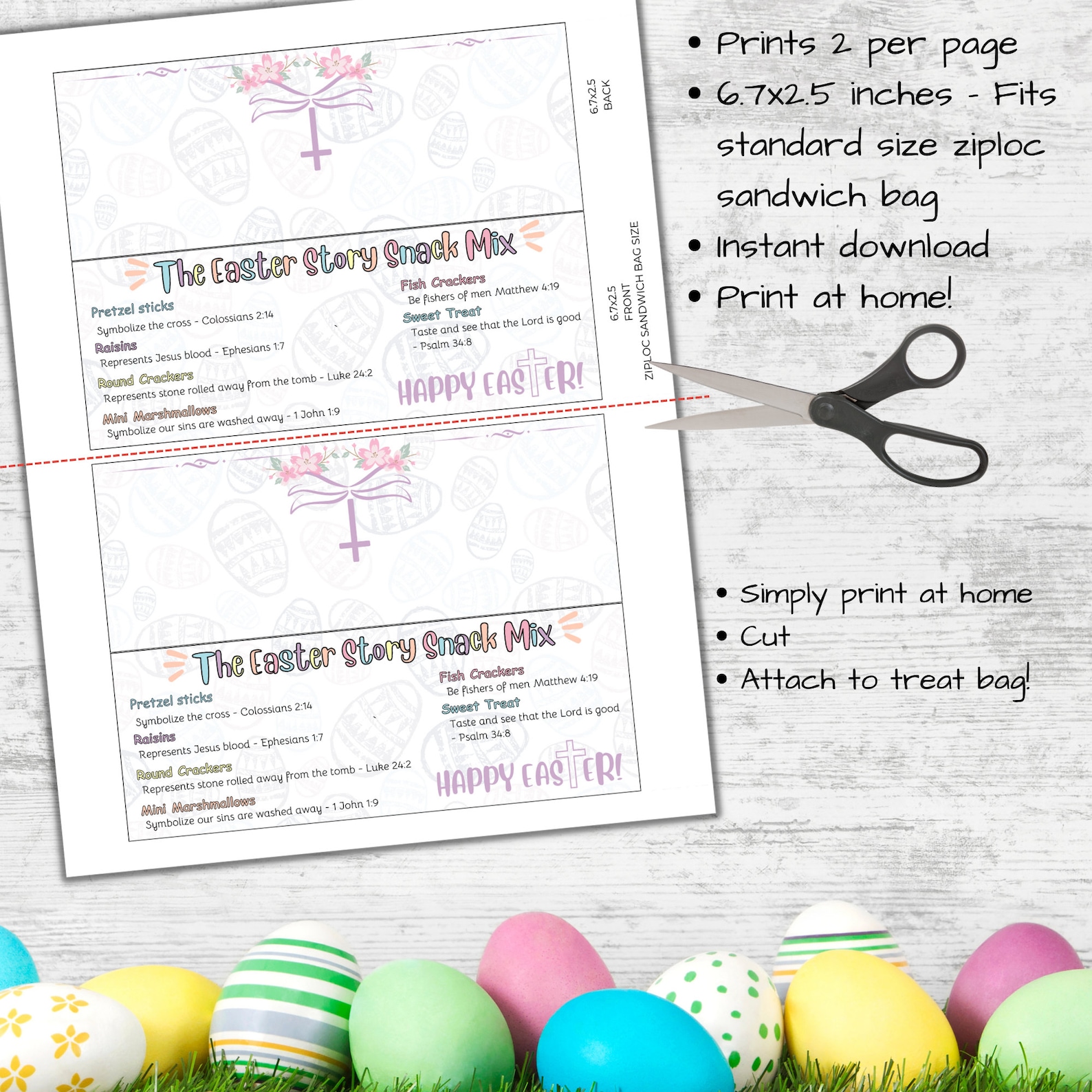 The Easter Story Snack Mix Printable Tag and Bag Topper | Easter Snack ...