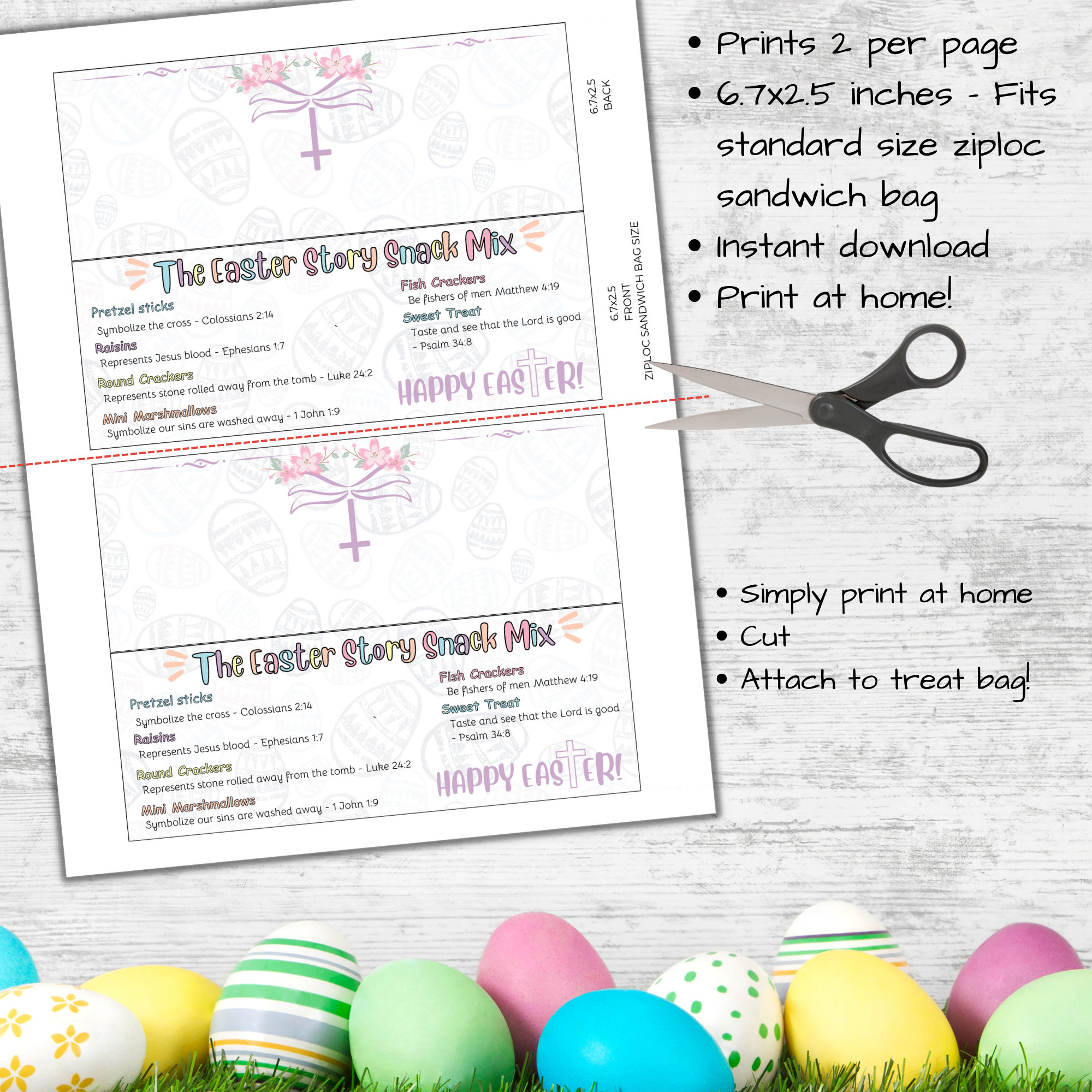 The Easter Story Snack Mix Printable Tag and Bag Topper | Easter Snack ...