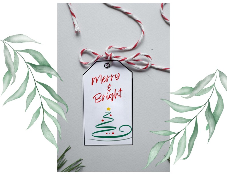 Christmas Printable Gift Tags; Blank Gift Tag; Merry and Bright ...