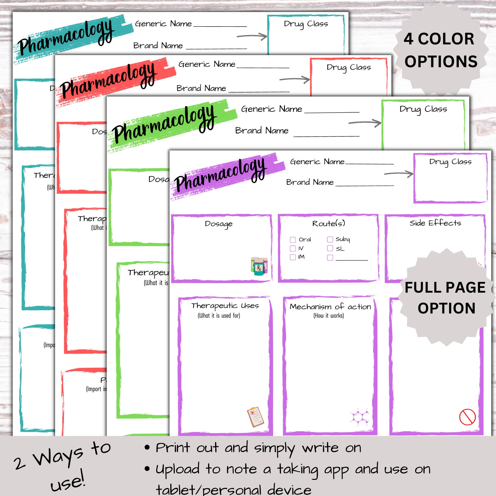 Pharmacology Study Template, Nursing Notes, Student Nurse Study Guide ...