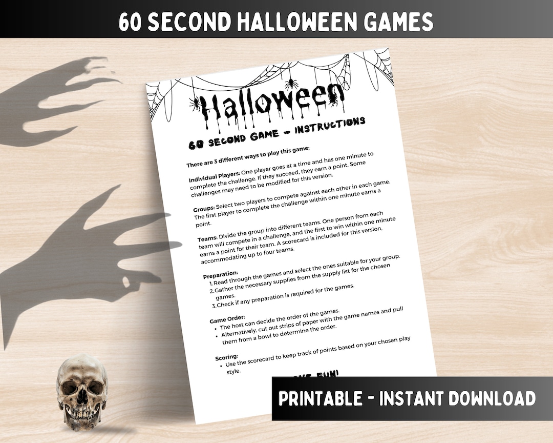 One Minute Games | Halloween 60 Second Game | 60 Second Game | Autumn ...