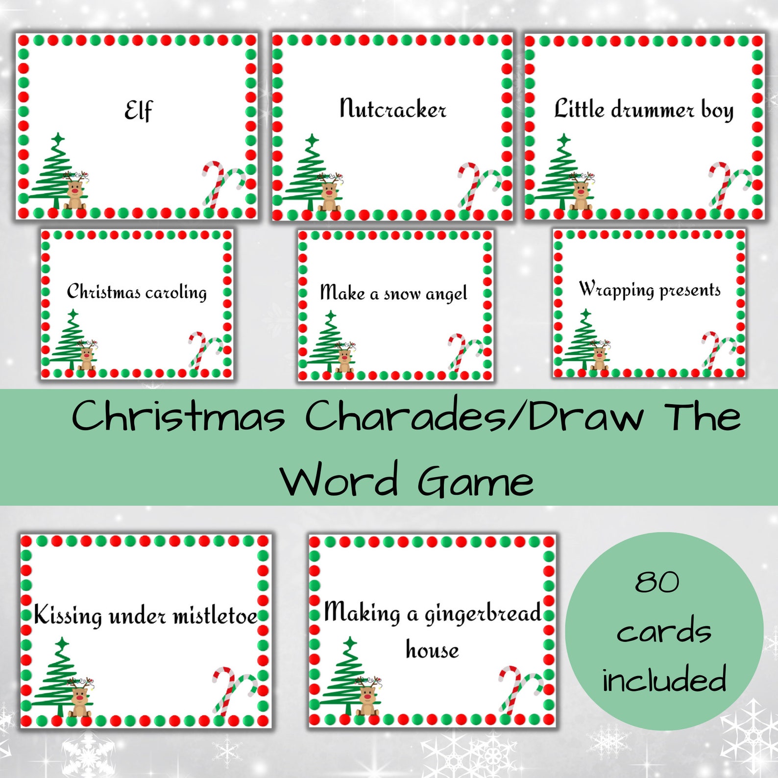 Christmas Charades, Holiday Charades, Charade Cards, Office Party Game ...