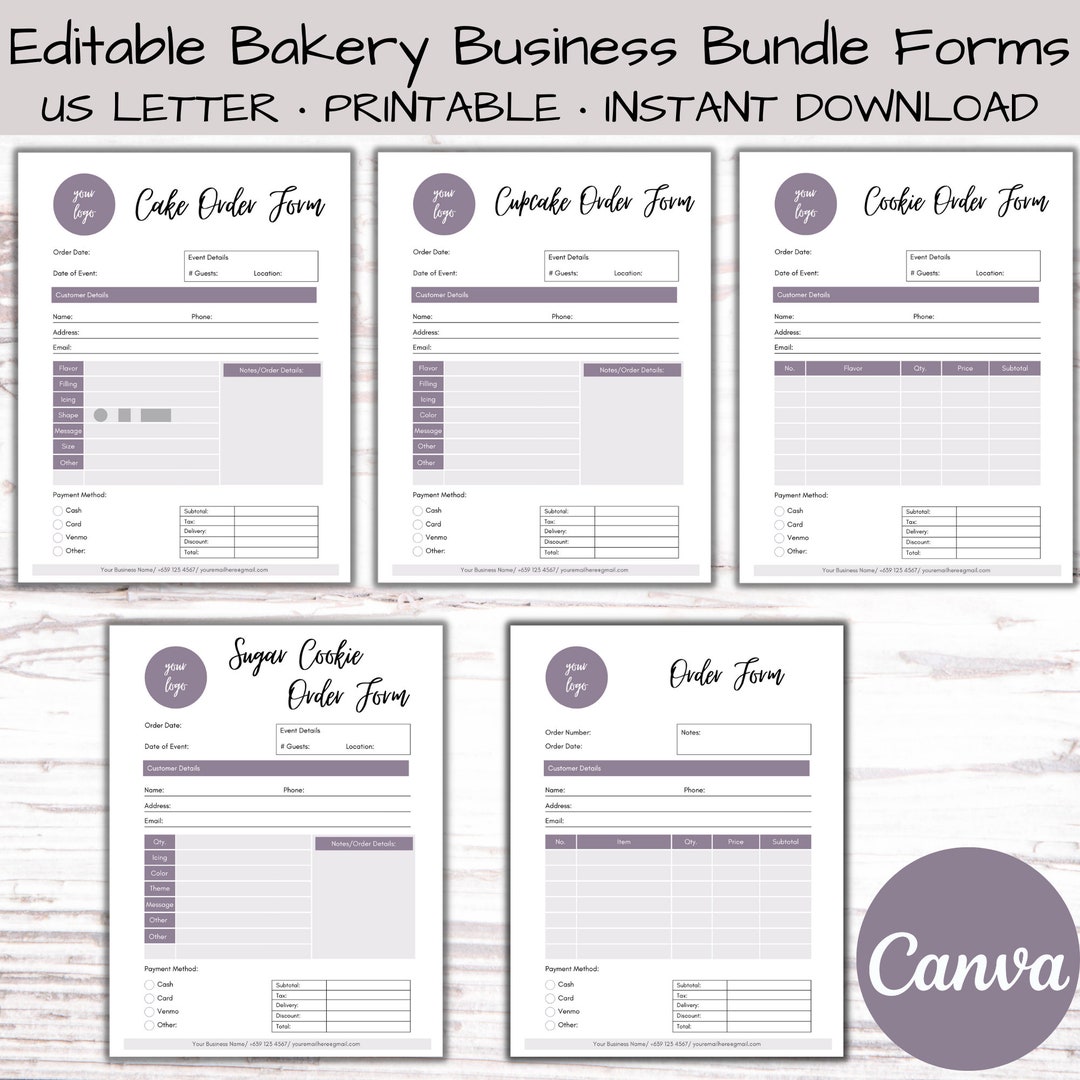 Editable, Bakery Bundle Forms, Cake Business Bundle, Cake Order Form ...