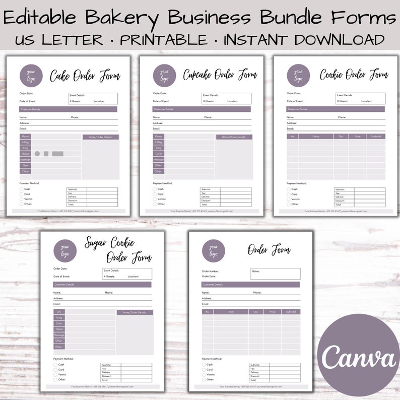Editable, Bakery Bundle Forms, Cake Business Bundle, Cake Order Form ...