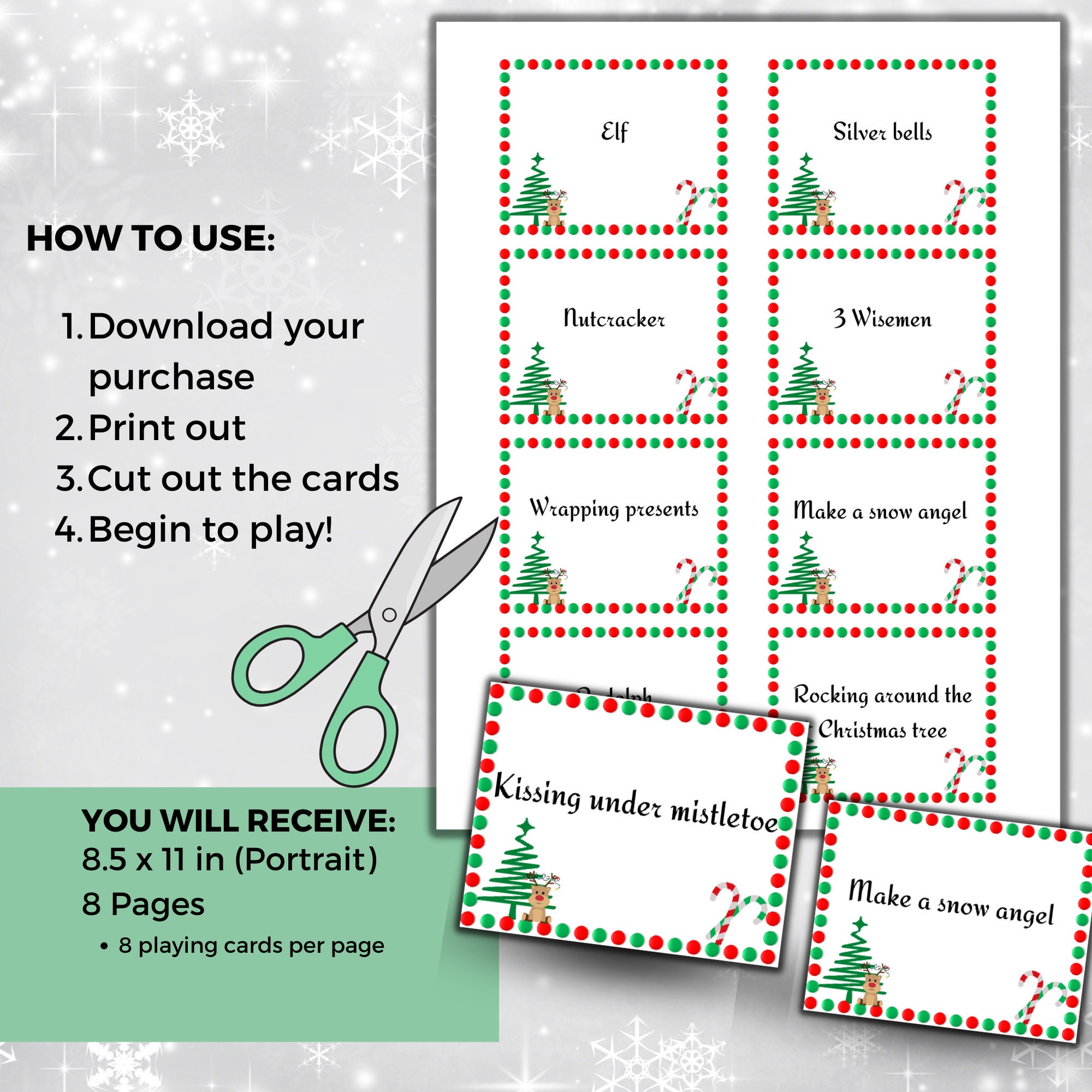 Christmas Charades, Holiday Charades, Charade Cards, Office Party Game ...