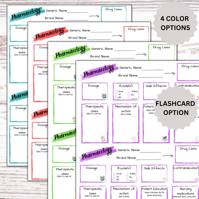 Printable Nursing Flashcards, Pharmacology Study Template, Nursing ...