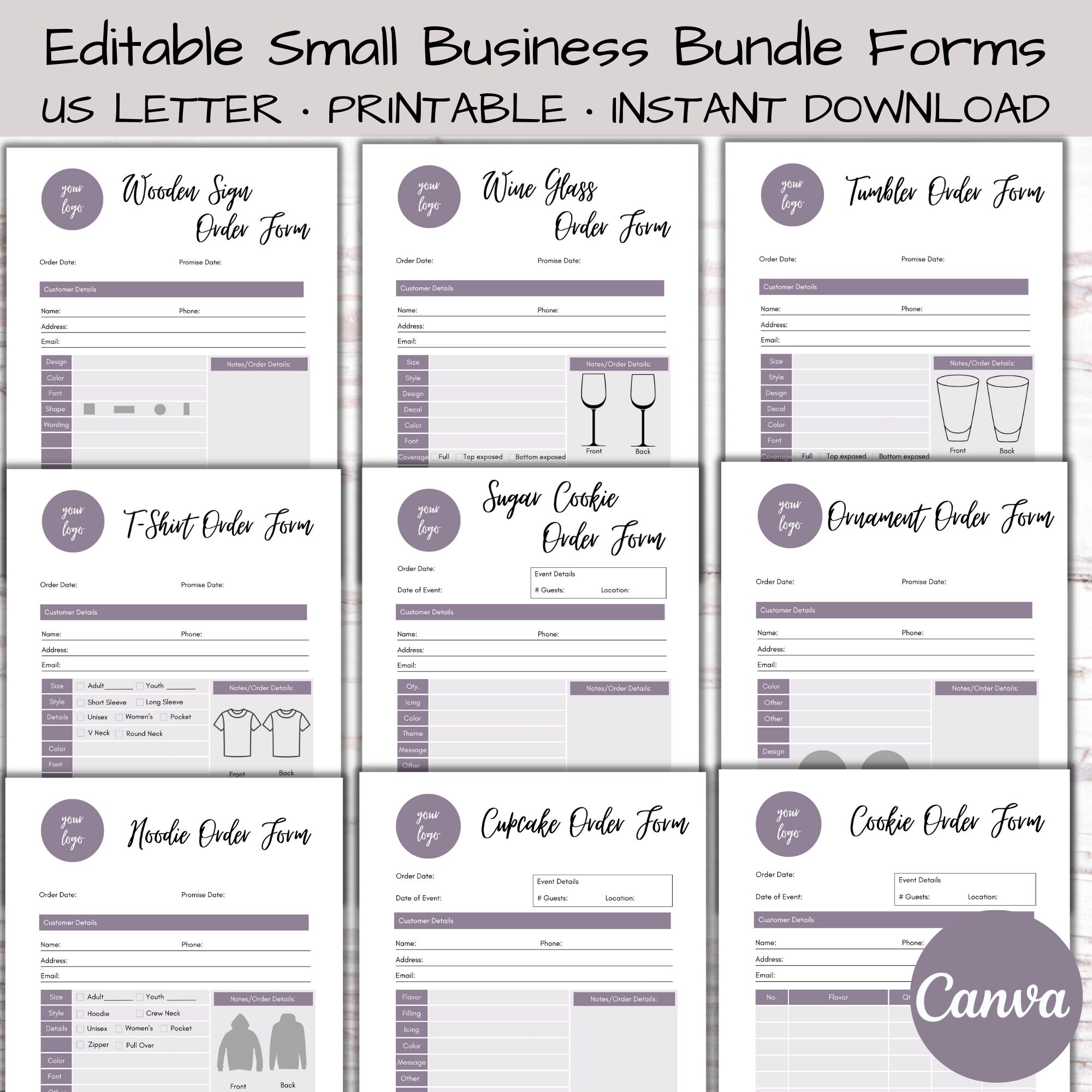 Editable Order Form Bundle | Order Ready Printable | Custom Order Form ...
