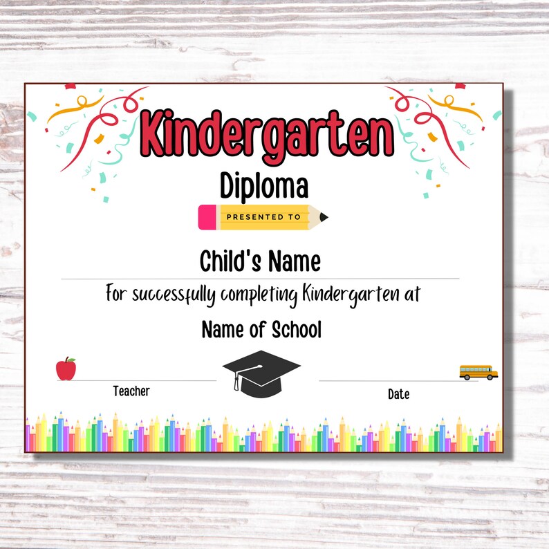 Editable Kindergarten Graduation Diploma | Kindergarten Diploma ...