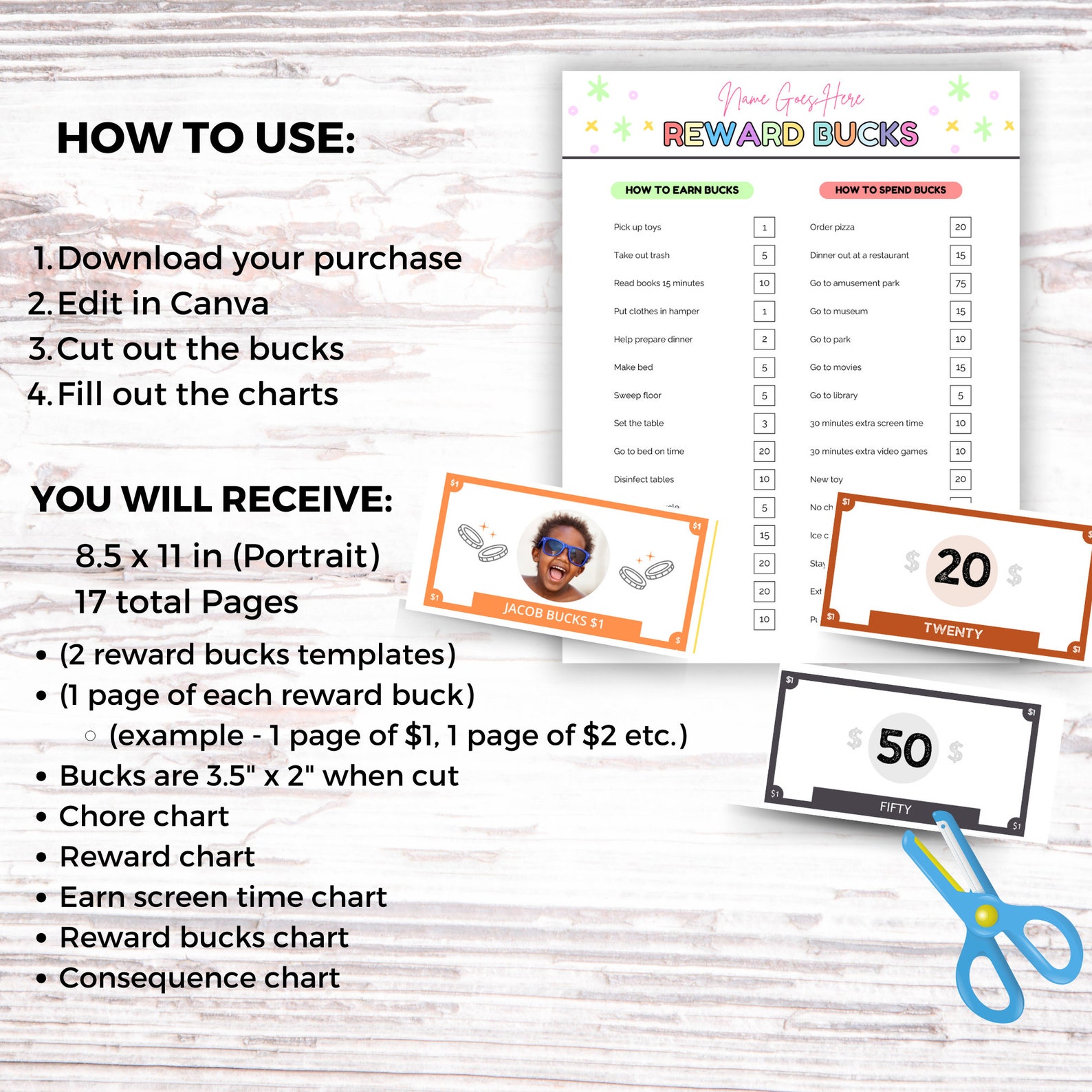 Editable Mom Bucks Printable | Good Behavior Bucks | Chore Chart | Kids ...