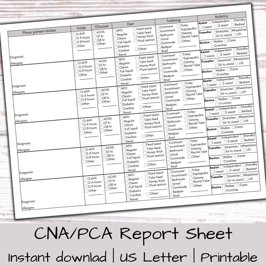 Editable CNA Report Sheet - Etsy