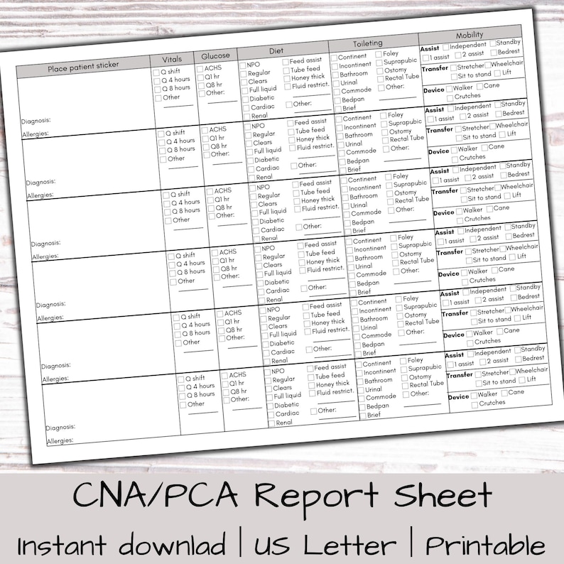 Editable CNA Report Sheet - Etsy
