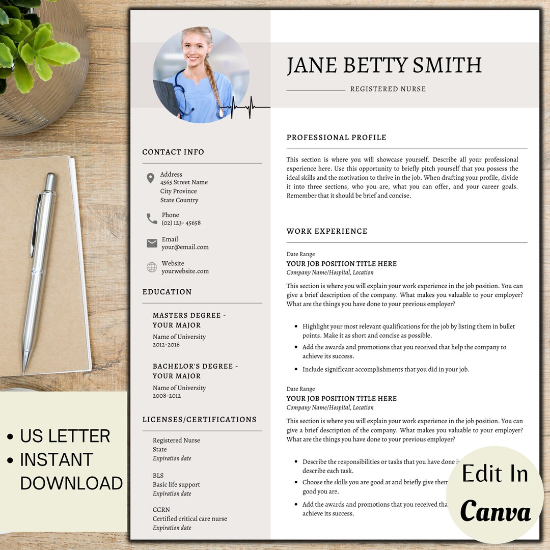 Editable Nurse Resume Template | Healthcare Resume | Lpn Resume ...