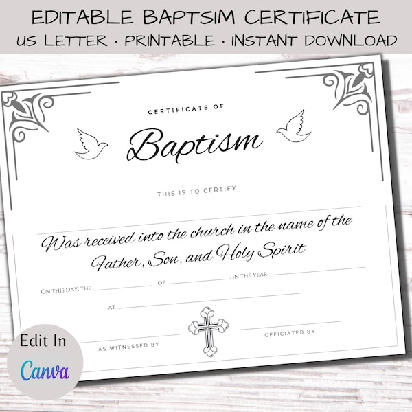 Water Baptism Certificate - Etsy